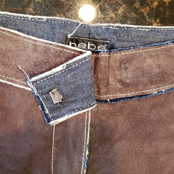 bebe | Jeans | Bebe Brown Suede Leather Denim Pants | Poshmark